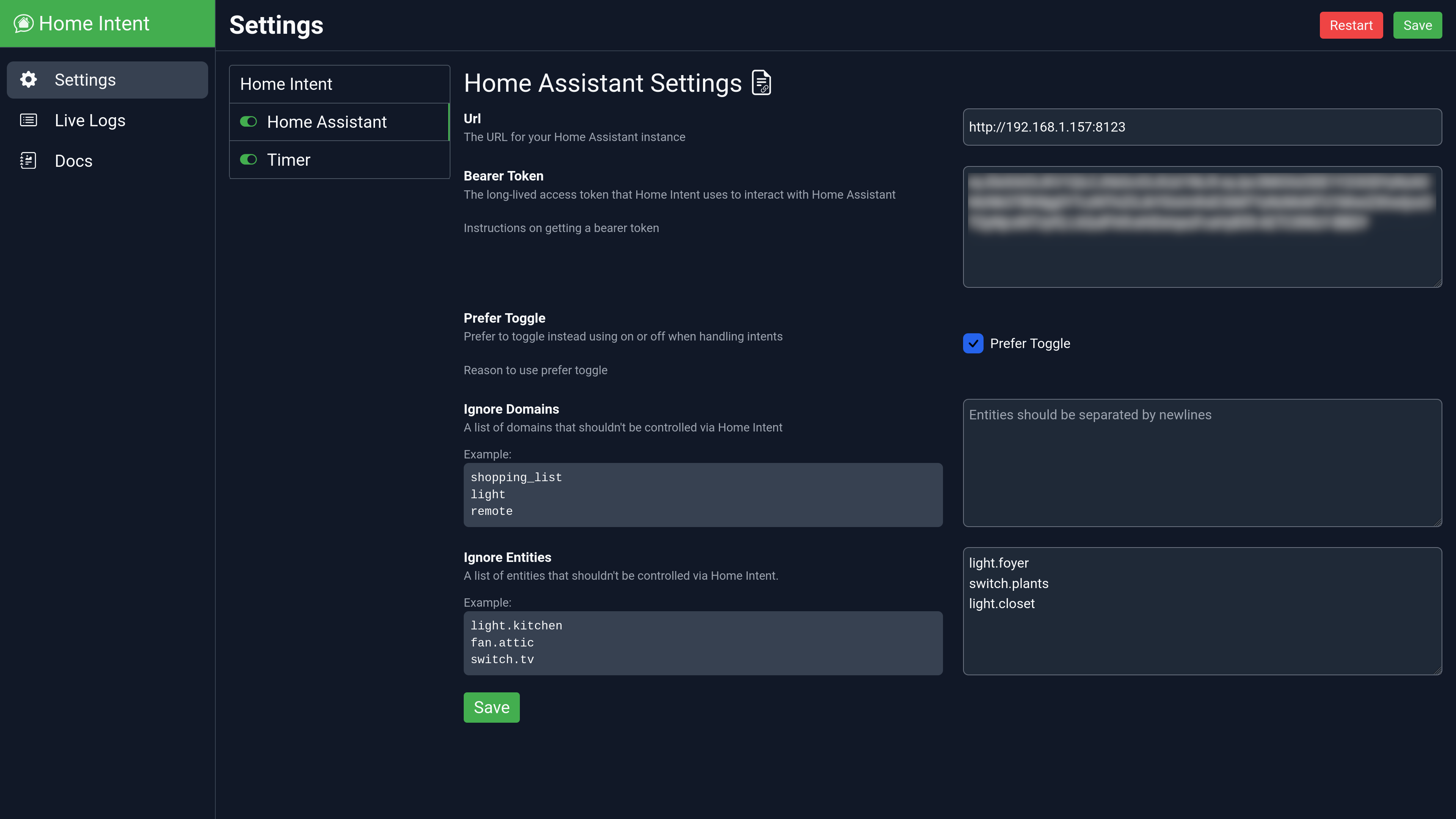 Customization Home Intent